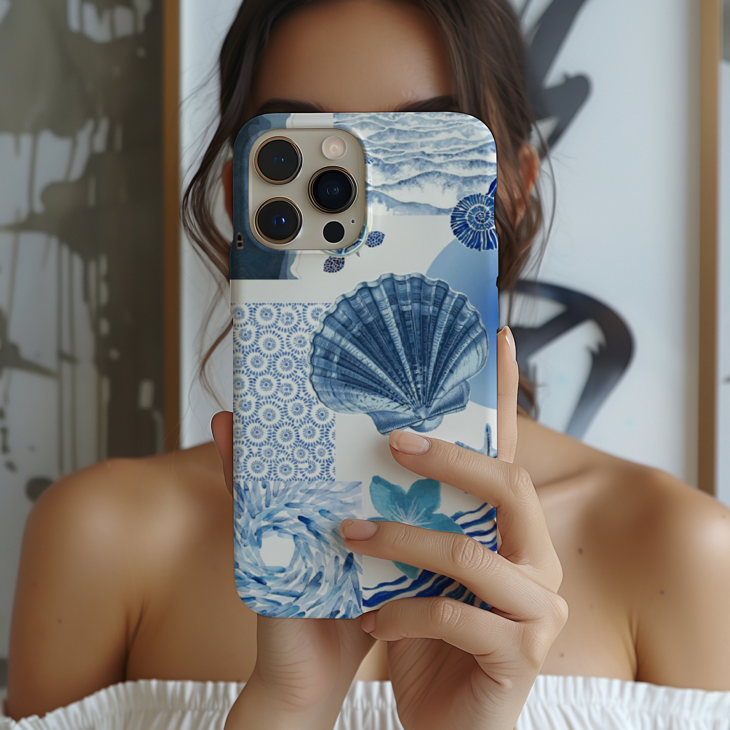 Blue Seashell Phone Case Watercolor, Ocean Aesthetic, Soft Girl Era ...