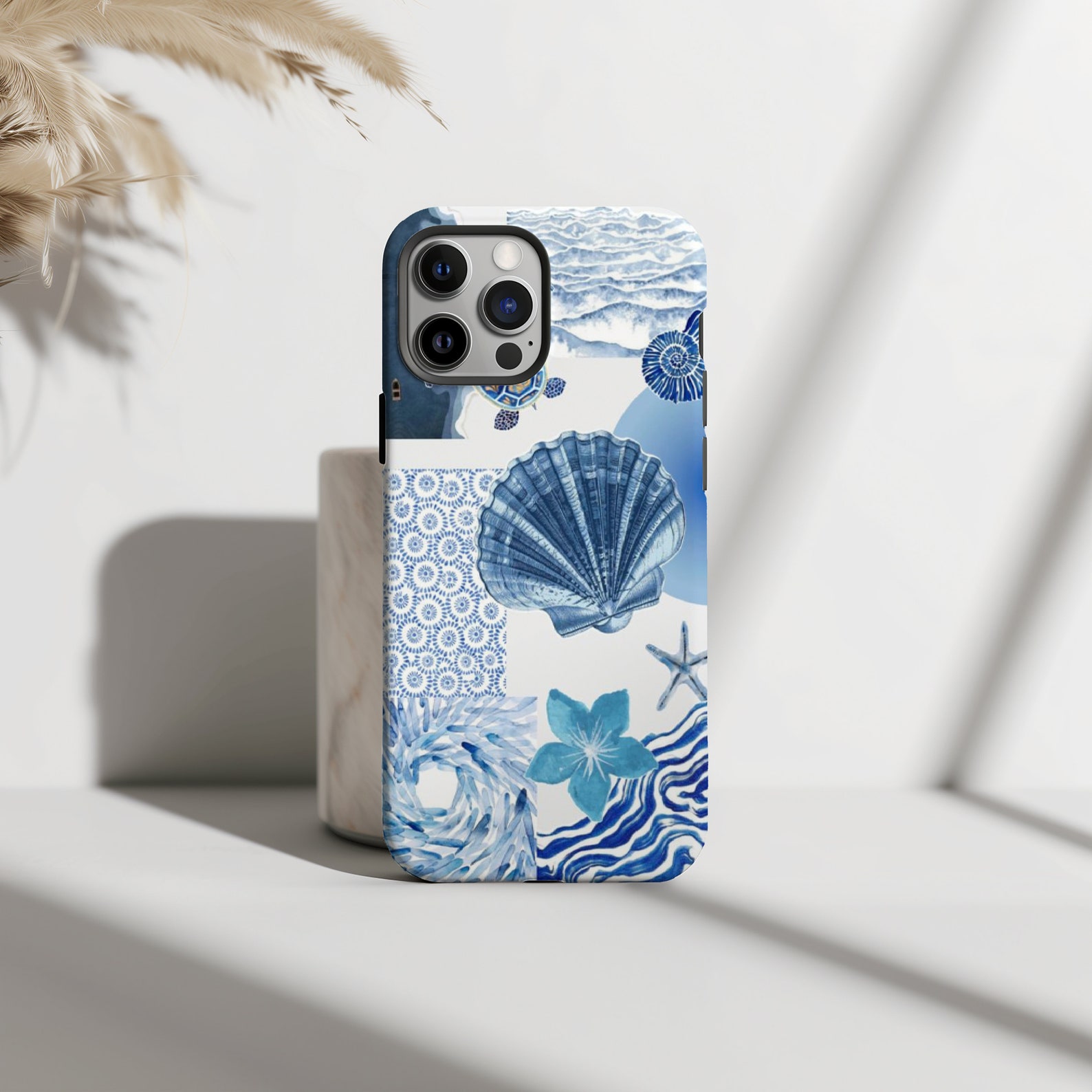 Blue Seashell Phone Case Watercolor, Ocean Aesthetic, Soft Girl Era ...