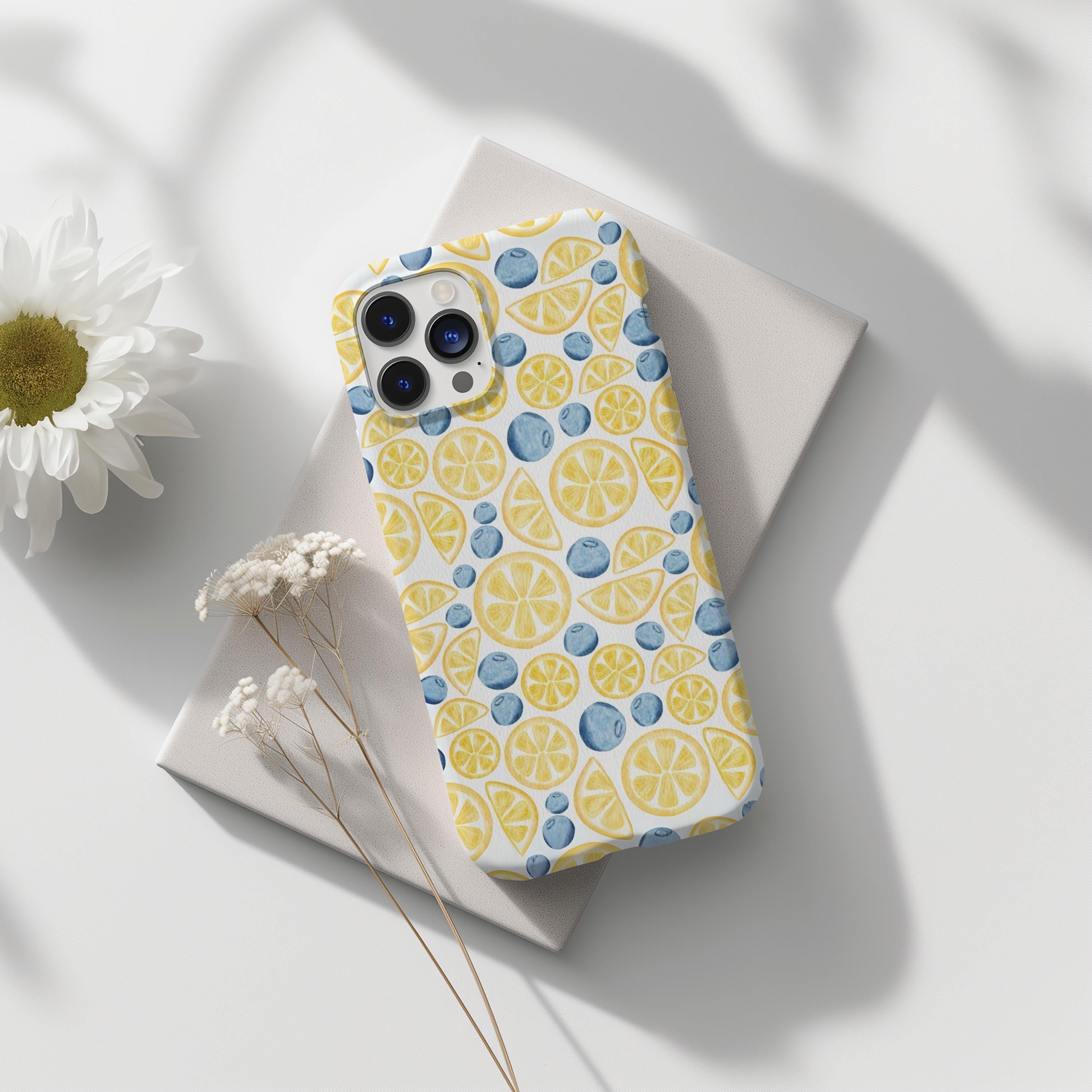 Watercolor Summer Lemon Blueberry Phone Case Fruit Lover Girl iPhone 16 ...