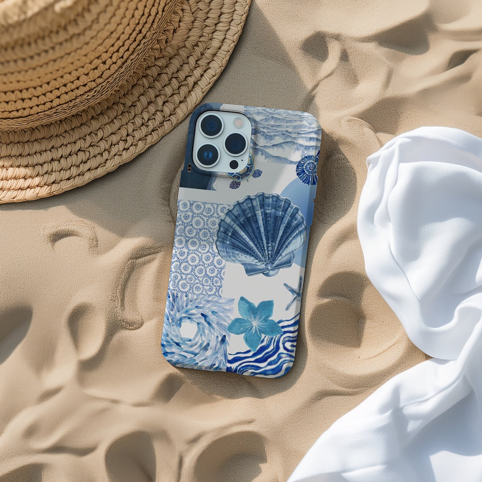 Blue Seashell Phone Case Watercolor, Ocean Aesthetic, Soft Girl Era ...