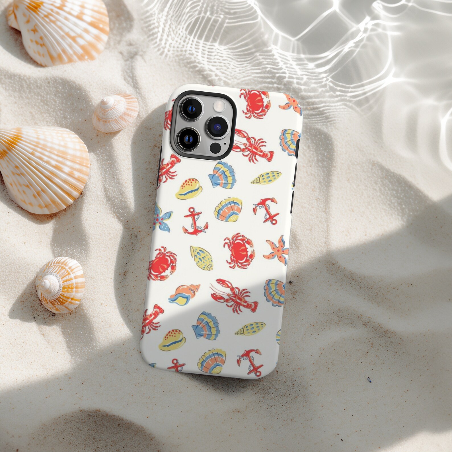 Coastal Seaside Collage Phone Case, Cute Summer Case, Red Lobster ...