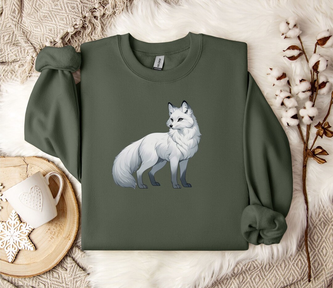 White Fox Sweatshirt, Fox Sweater, Cute Artic Fox Shirt, Cozy ...