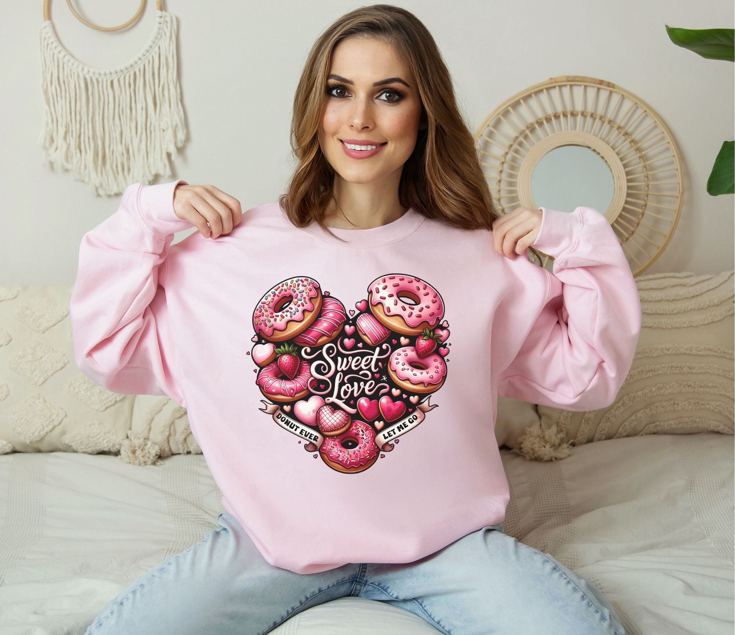Donut Valentine Sweatshirt, Donut Ever Let Me Go, Funny Valentine's Day ...