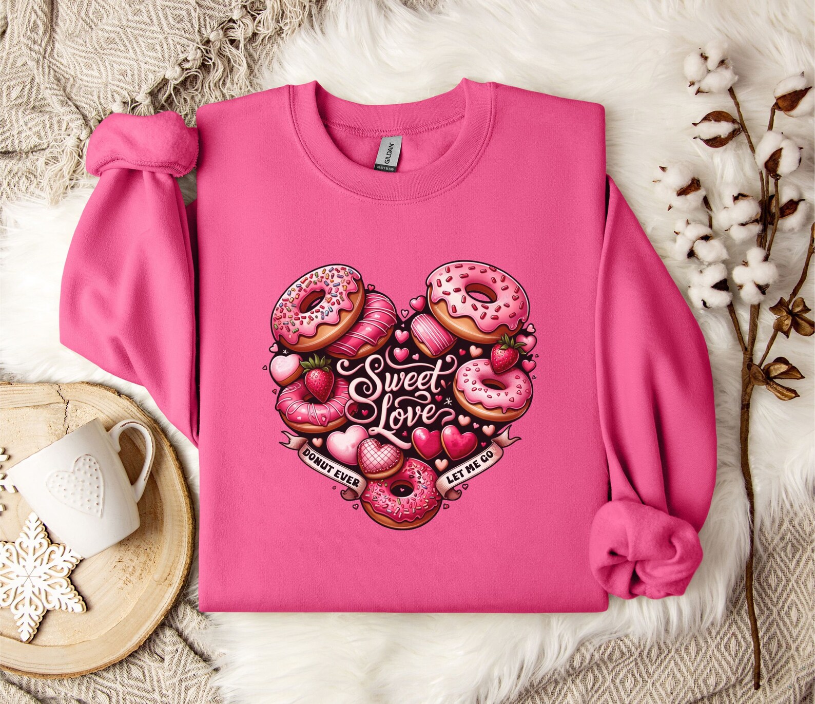 Donut Valentine Sweatshirt, Donut Ever Let Me Go, Funny Valentine's Day ...