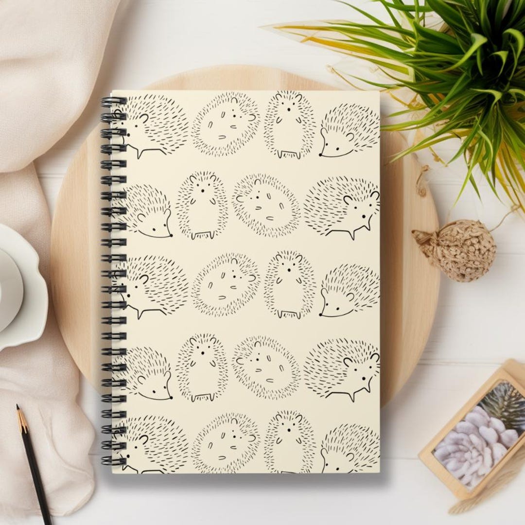 Hedgehog Spiral Notebook, Lined Notebook Journal for Students, Note ...