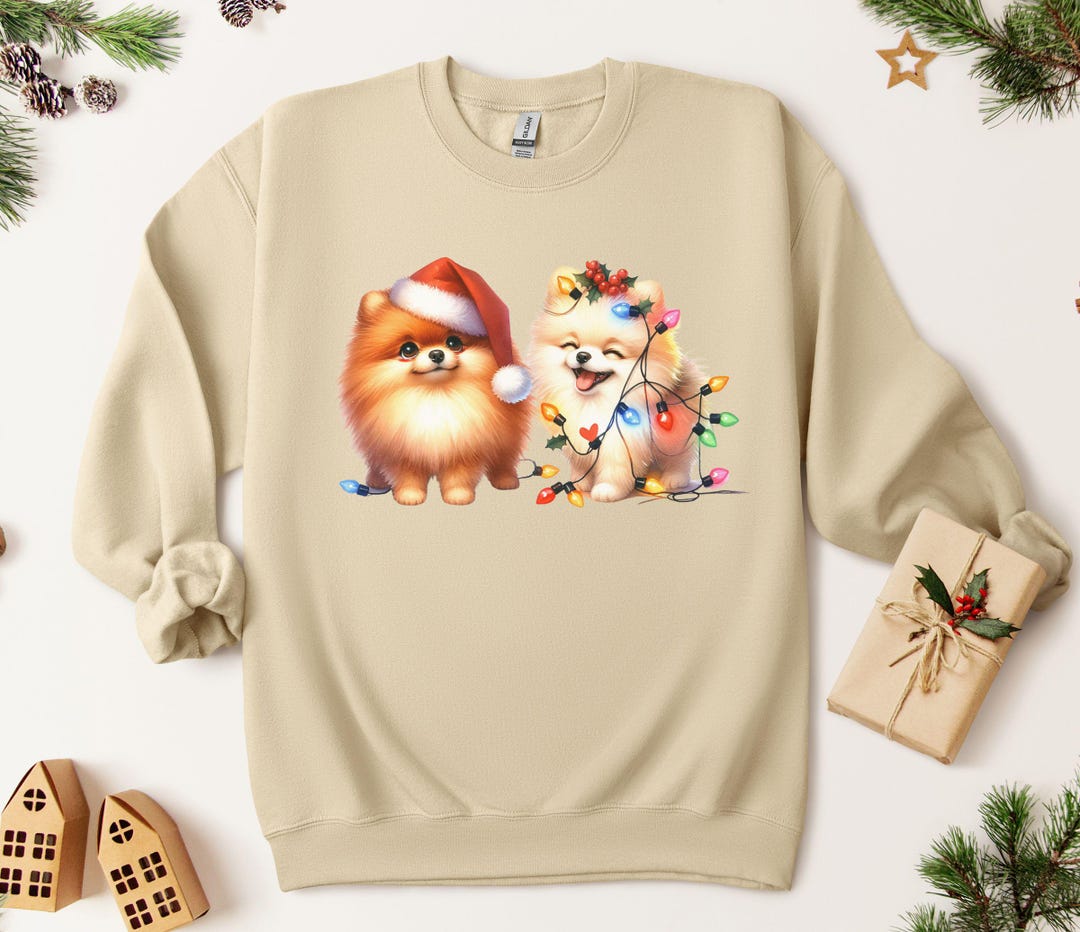 Pomeranian Christmas Lights Sweatshirt, Pomeranian Sweater, Gifts for ...