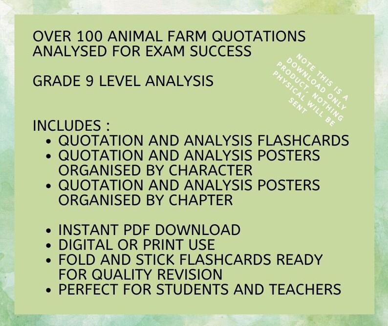 Animal Farm Quotation Flashcards and Posters for Revision - Grade 9 - Etsy