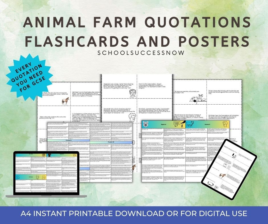 Animal Farm Quotation Flashcards and Posters for Revision - Grade 9 - Etsy