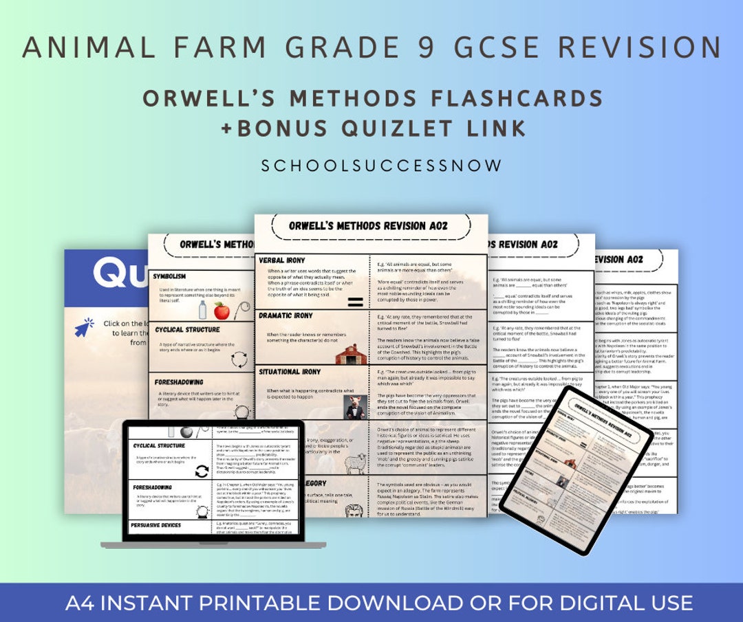 Animal Farm GCSE Resources - Orwell's Methods Flashcards, Posters, AO2 ...