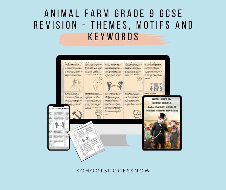 GCSE Animal Farm Revision Resources, Themes, Motifs and Keywords, Grade ...