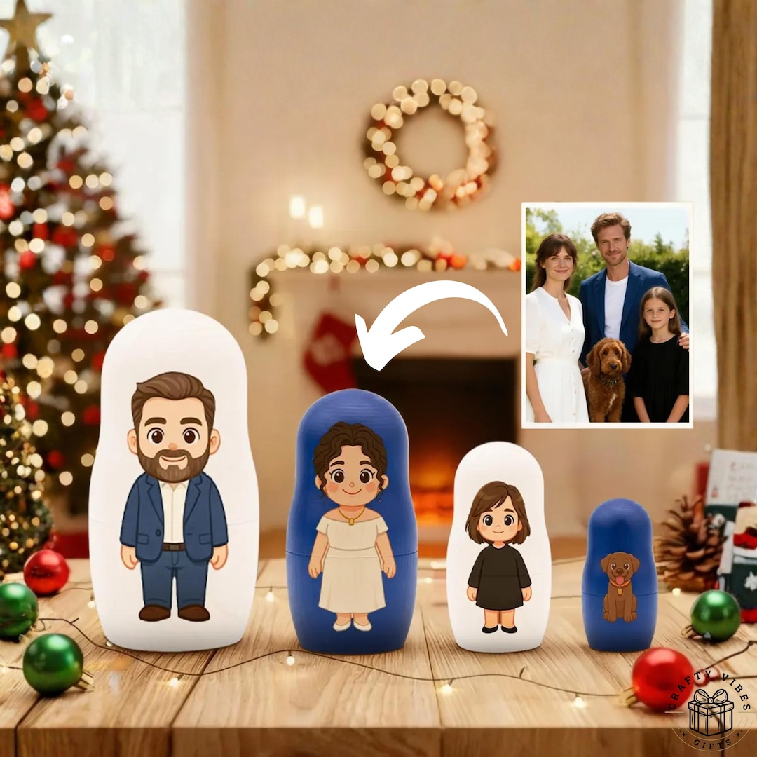 Custom Nesting Dolls Family Set - Cartoon Portrait Figurines - Hand ...