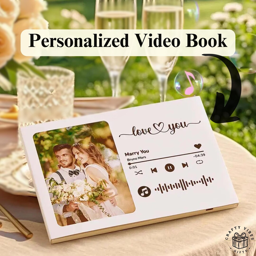 Personalized Video Book Recordable Greeting Card With Audio Wedding ...