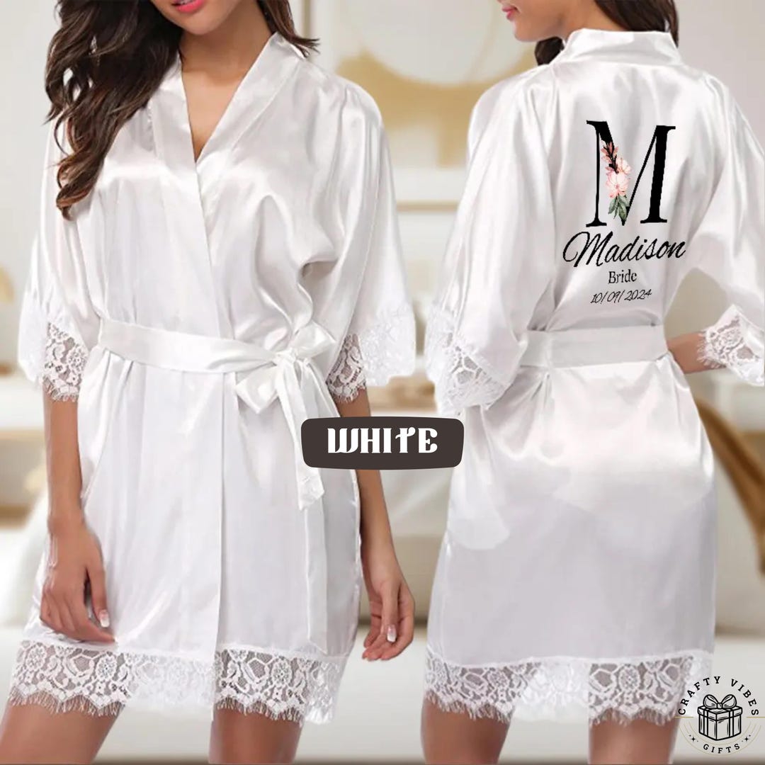Personalized Bridal Robe Wedding Day Getting Ready Robe Custom Name ...