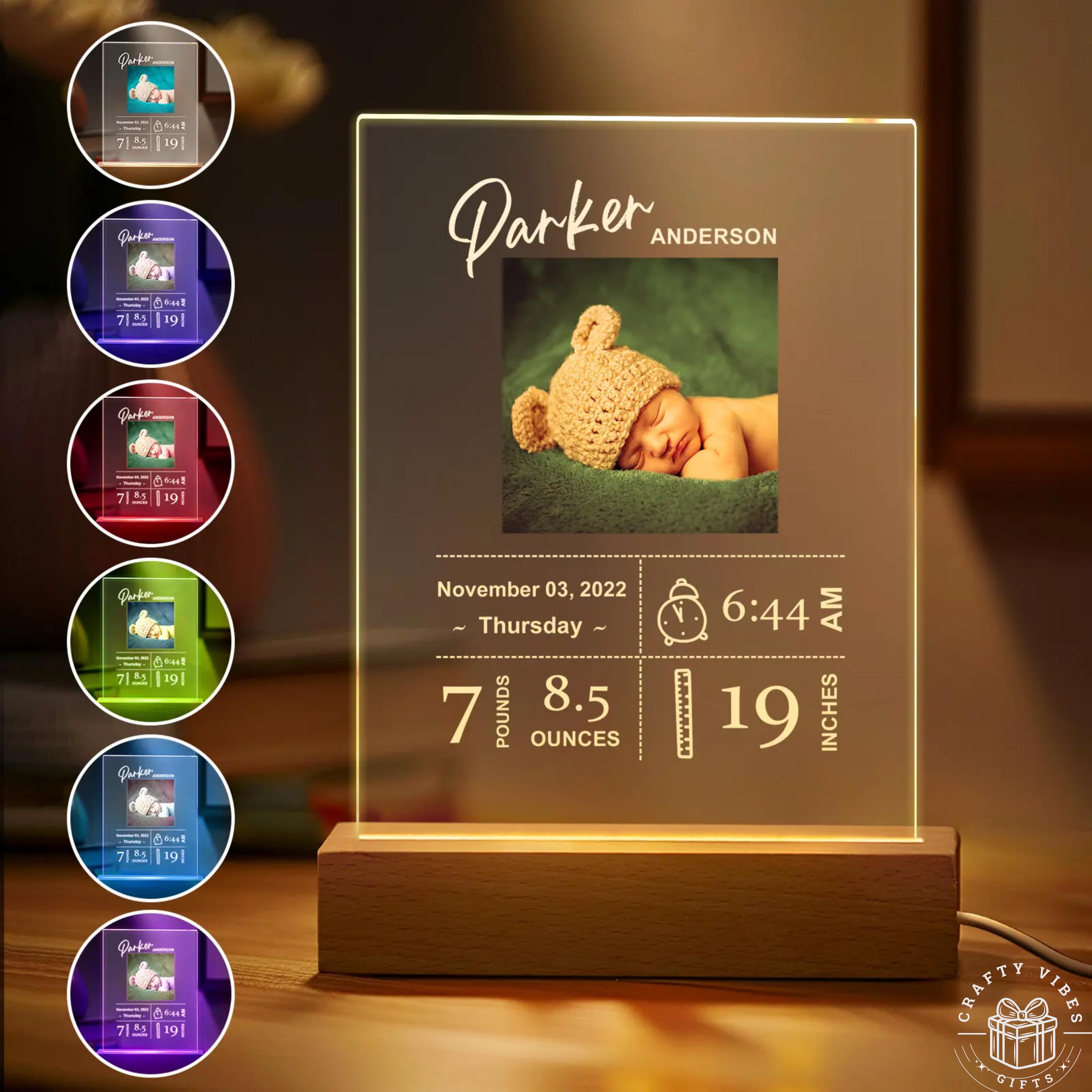 Personalized Baby Birth Sign Baby Nightlight Baby Birth Info Photo ...