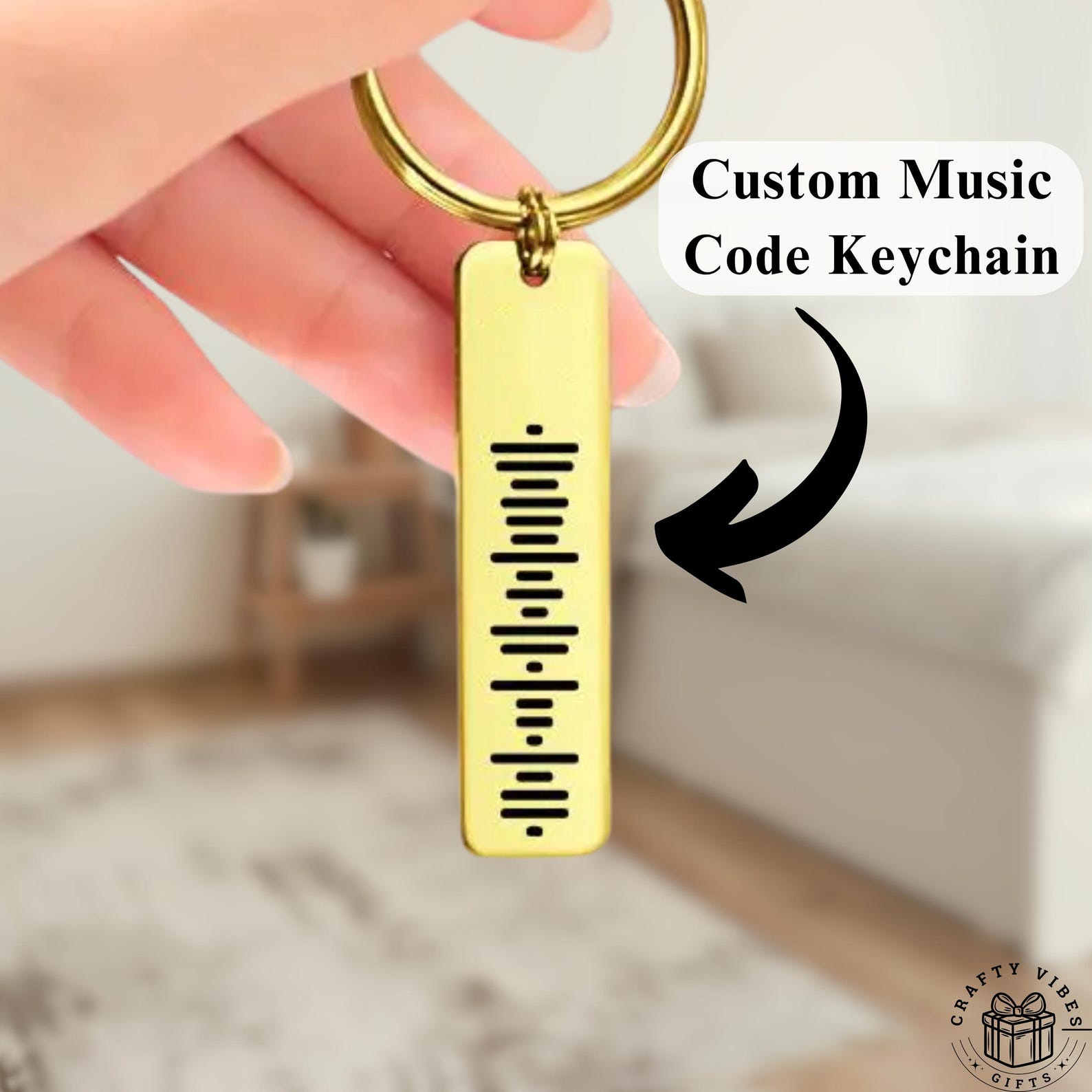 Custom Music Code Keychain Scannable Song Keyring Metal Soundwave ...