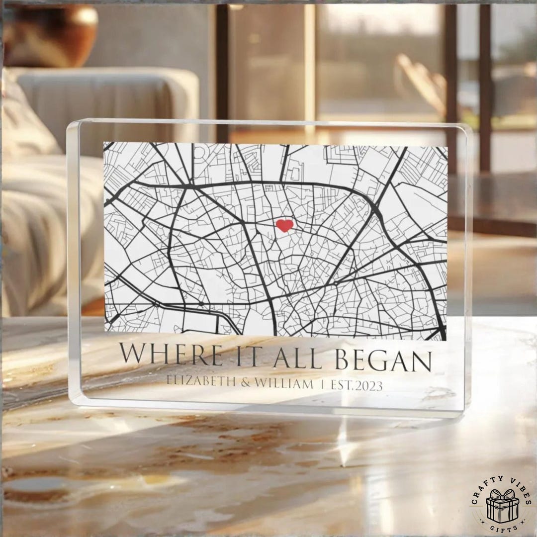 Where We First Met Map Photo Plaque: Custom Location Engraving ...