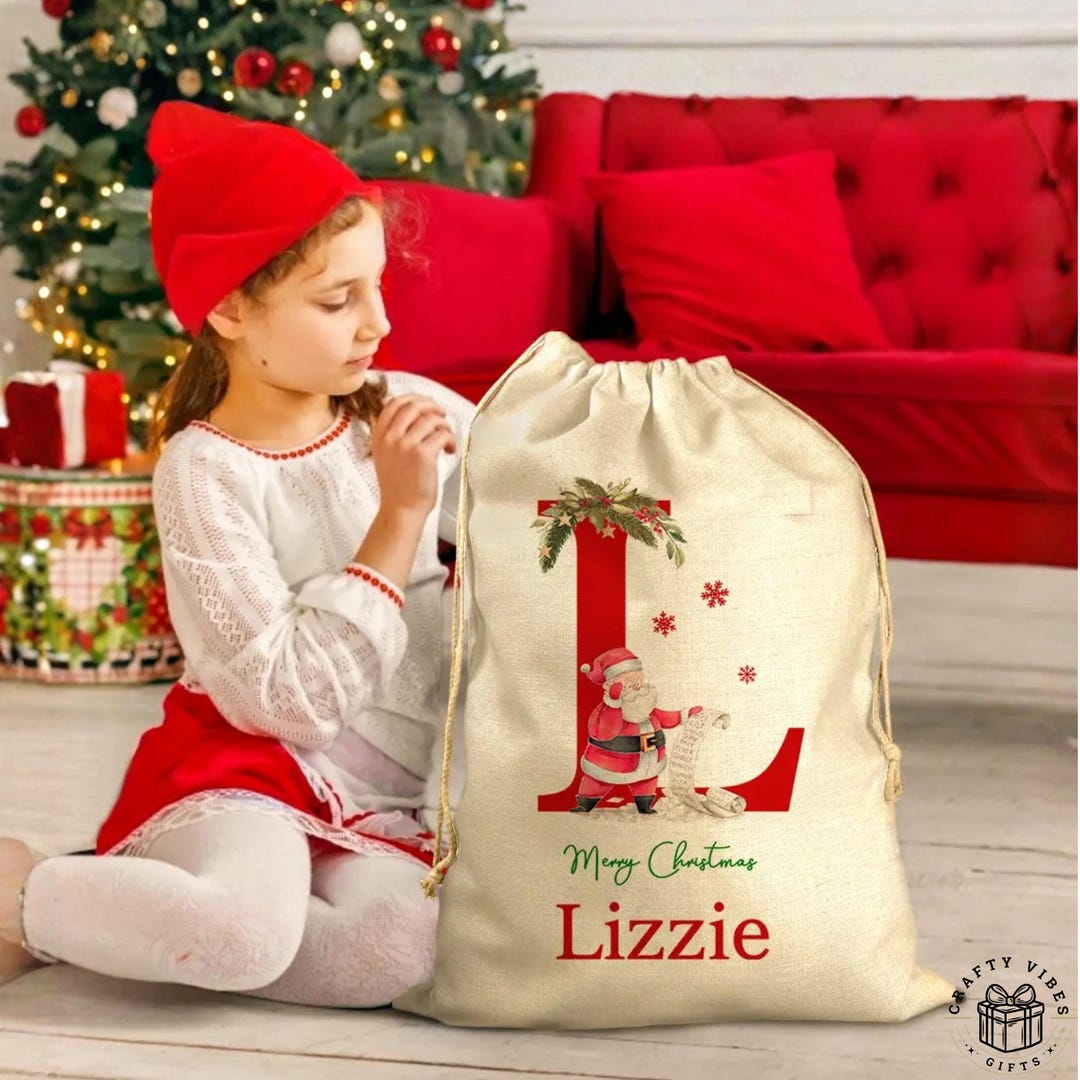 Personalized Christmas Santa Sack Large Santa Sacks Initial Santa Sack ...
