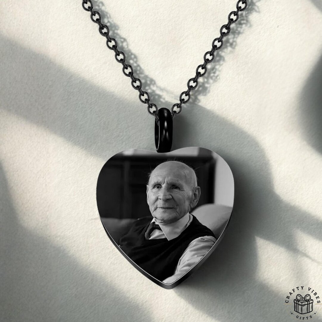 Heart Ashes Keepsake: Custom Photo Engraving - Stainless Steel Memorial ...