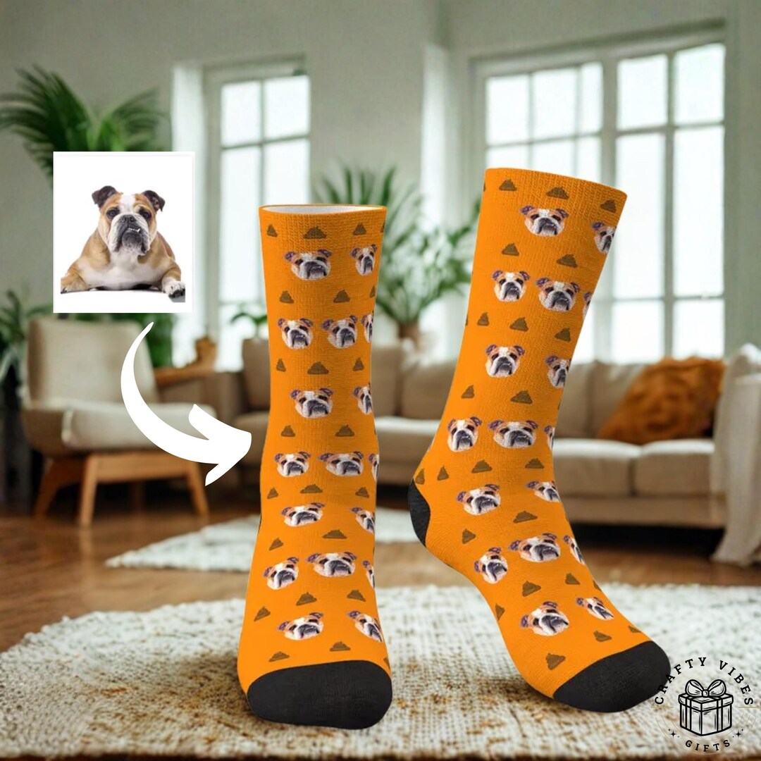 Custom Face Socks Bright Color Pet Portraits: Personalized Dog & Cat ...