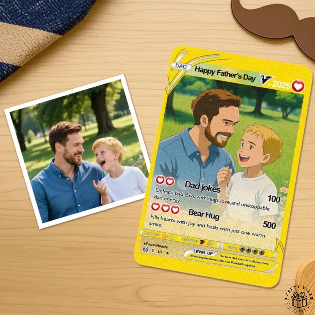 Personalized Photo Card Custom Pokemon Card Fathers Day Gift ...