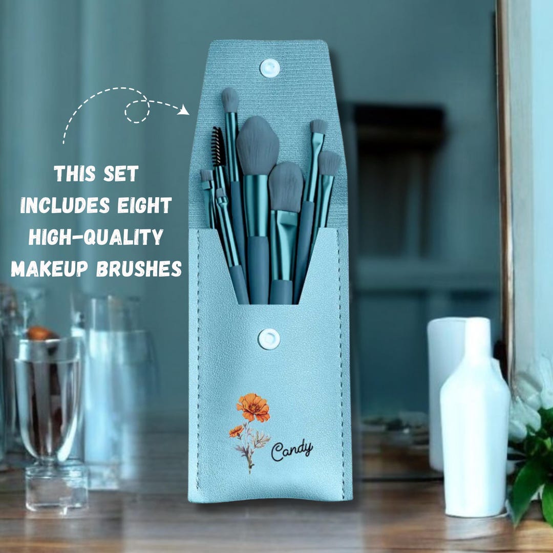 Custom Birth Flower Makeup Brush Set Personalized, Engraved Name Design ...