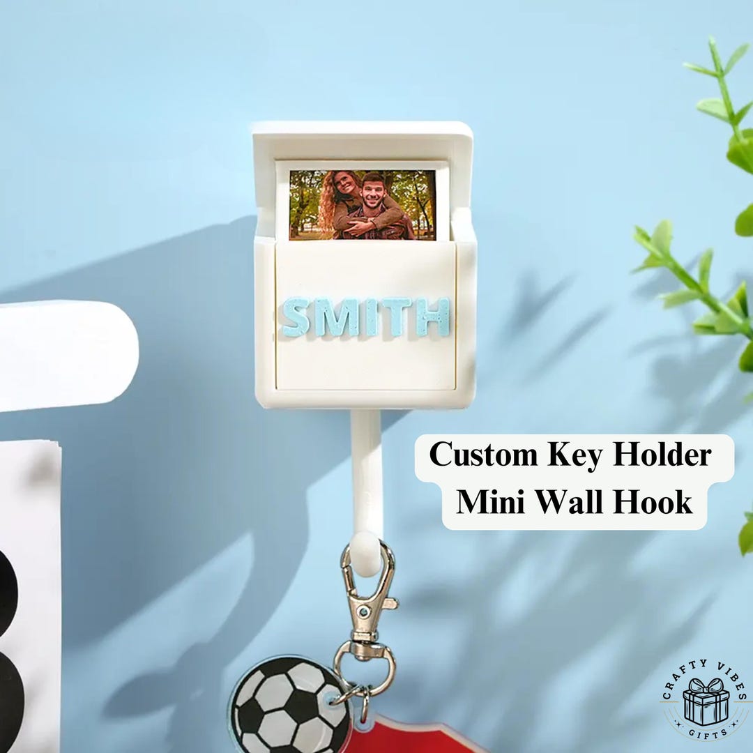 Custom Key Holder Mini Wall Hook Personalized Name Home Organizer ...
