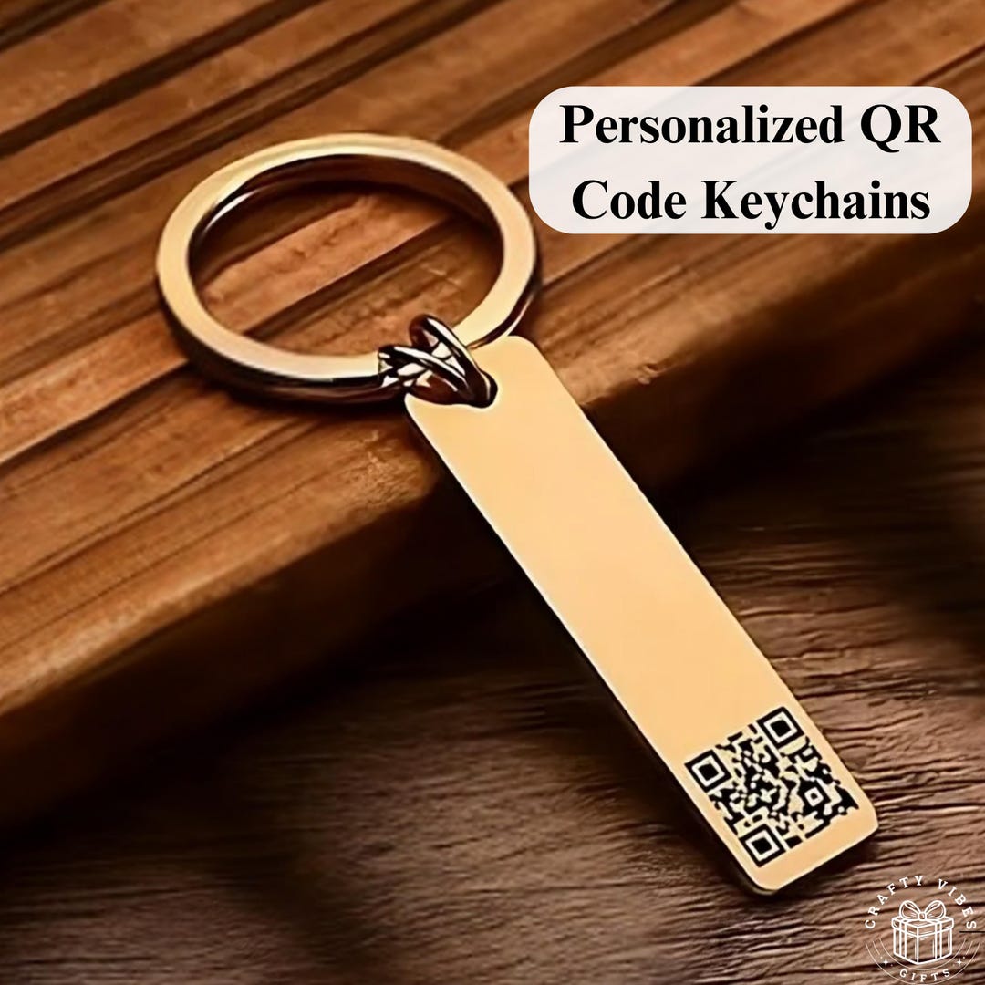 Personalized QR Code Scannable Keychain Engraved Keyring Anniversary ...