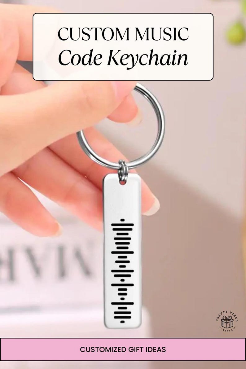 Custom Music Code Keychain Scannable Song Keyring Metal Soundwave ...