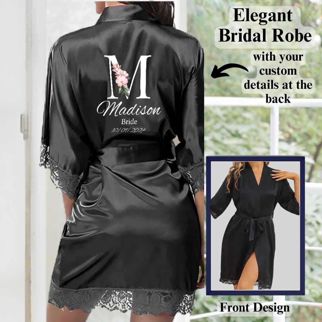 Personalized Bridal Robe Wedding Day Getting Ready Robe Custom Name ...
