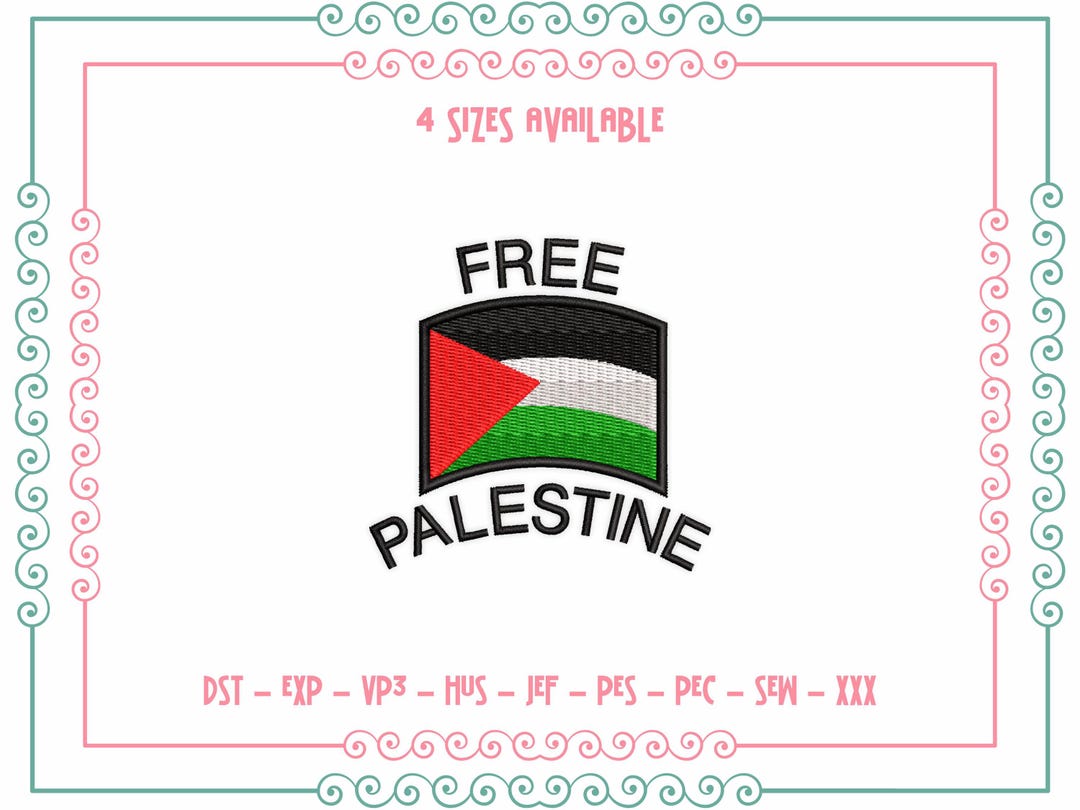 Free Palestine Machine Embroidery Design, Palestine Flag Embroidery ...