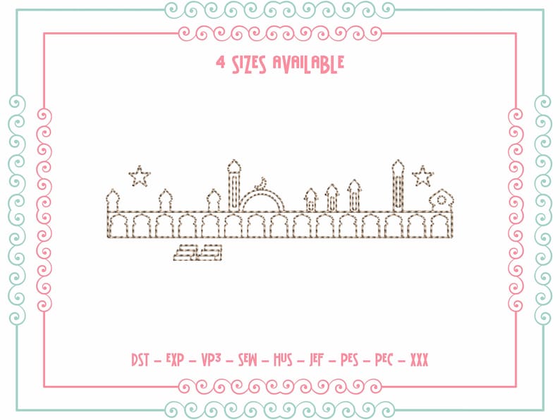 Al Aqsa Mosque Machine Embroidery Design, Palestine Embroidery Design ...