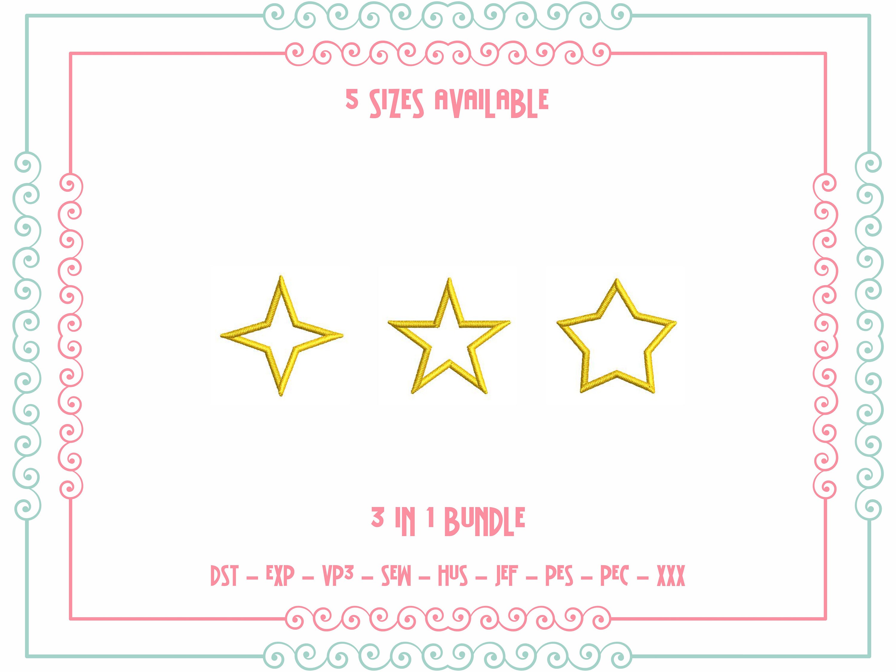 Mini Star Outlines Embroidery Design Set, Stars Embroidery Bundle ...