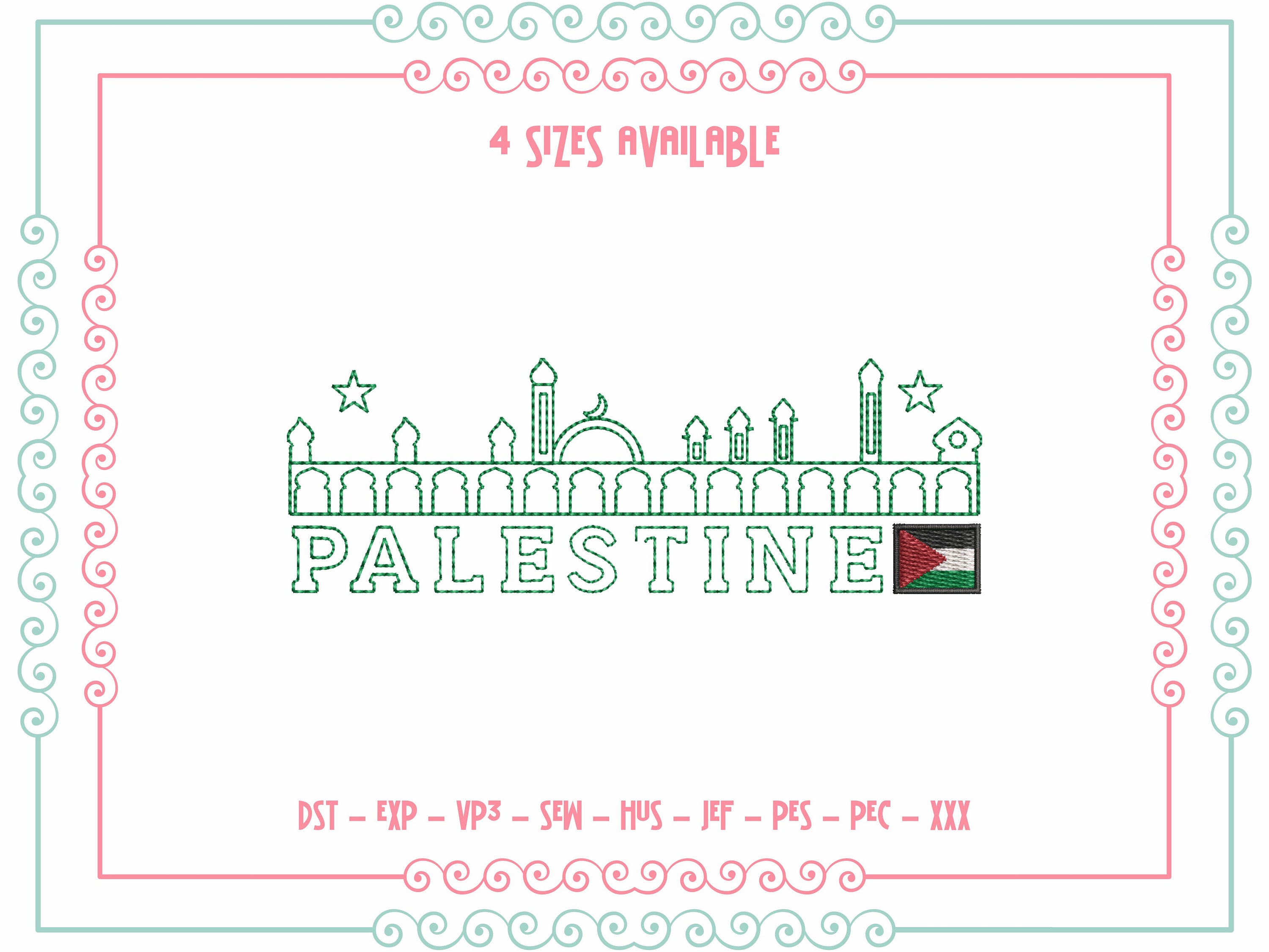 Al Aqsa Mosque Machine Embroidery Design, Palestine Embroidery Design ...