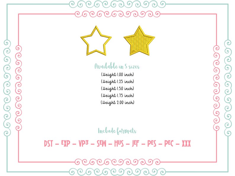 Mini Star Embroidery Design, Star Shape, Tiny Star Embroidery Pattern ...