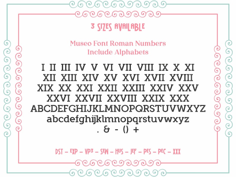 Traditional Roman Numerals Machine Embroidery Design, Museo Alphabets ...