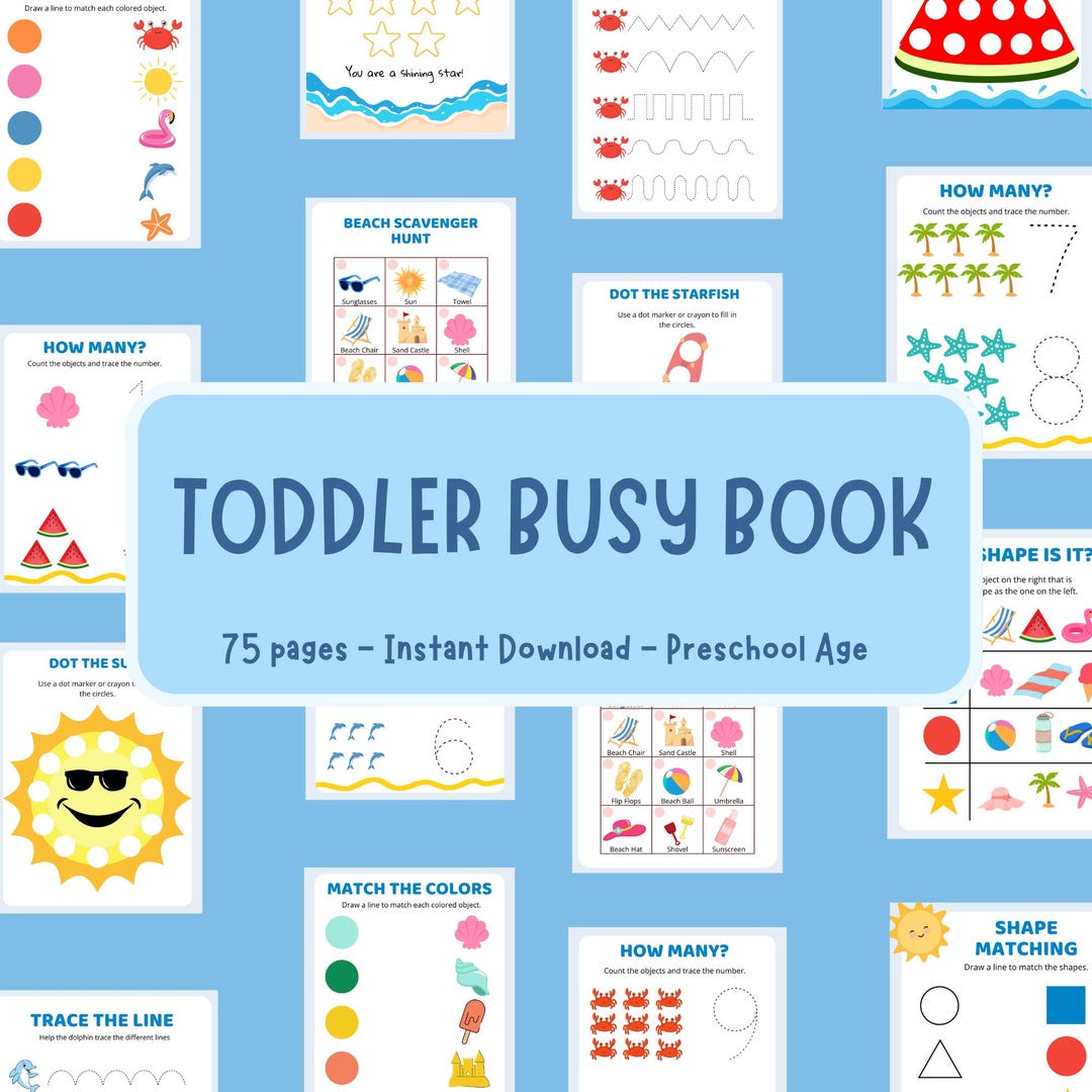 Summer Busy Book for Toddlers | Printable Activity Binder | Preschool ...