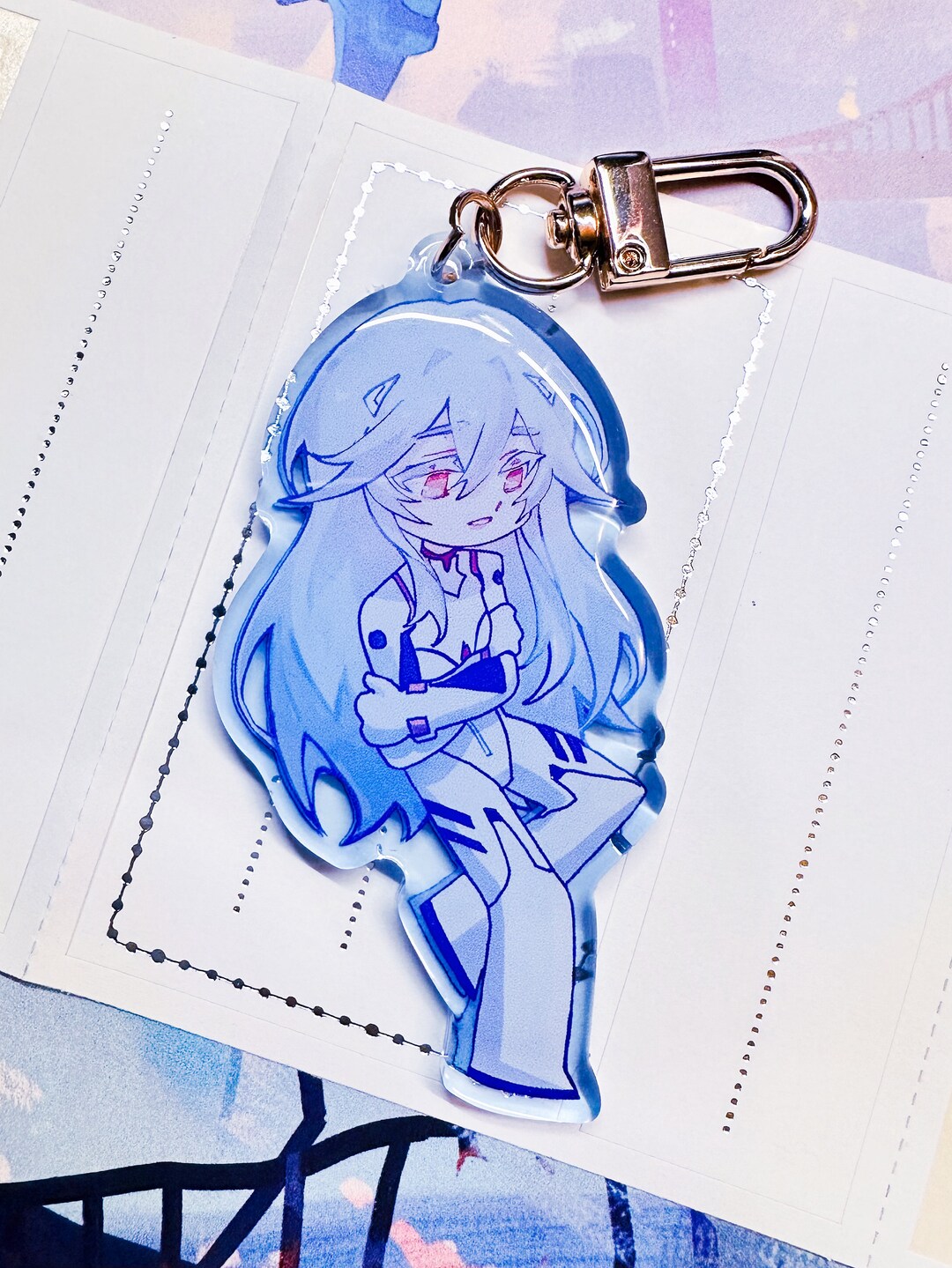 Ayanami Rei Translucent Blue Epoxy Keychain - Etsy