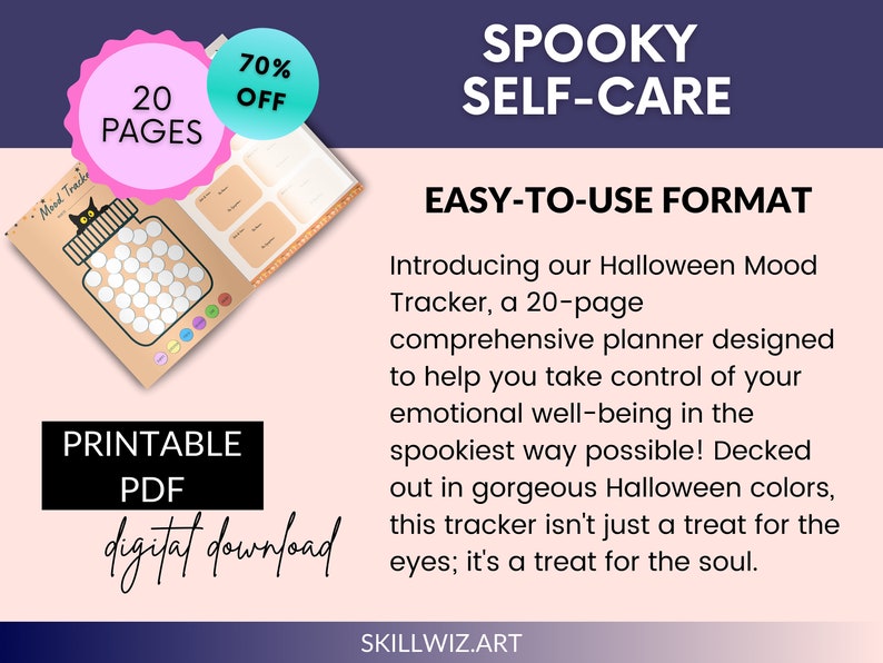 Halloween Mood Tracker, Mental Health Printable Mood Tracker, Monthly ...