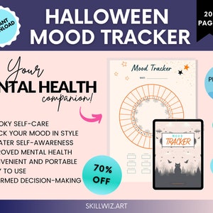 Halloween Mood Tracker, Mental Health Printable Mood Tracker, Monthly ...