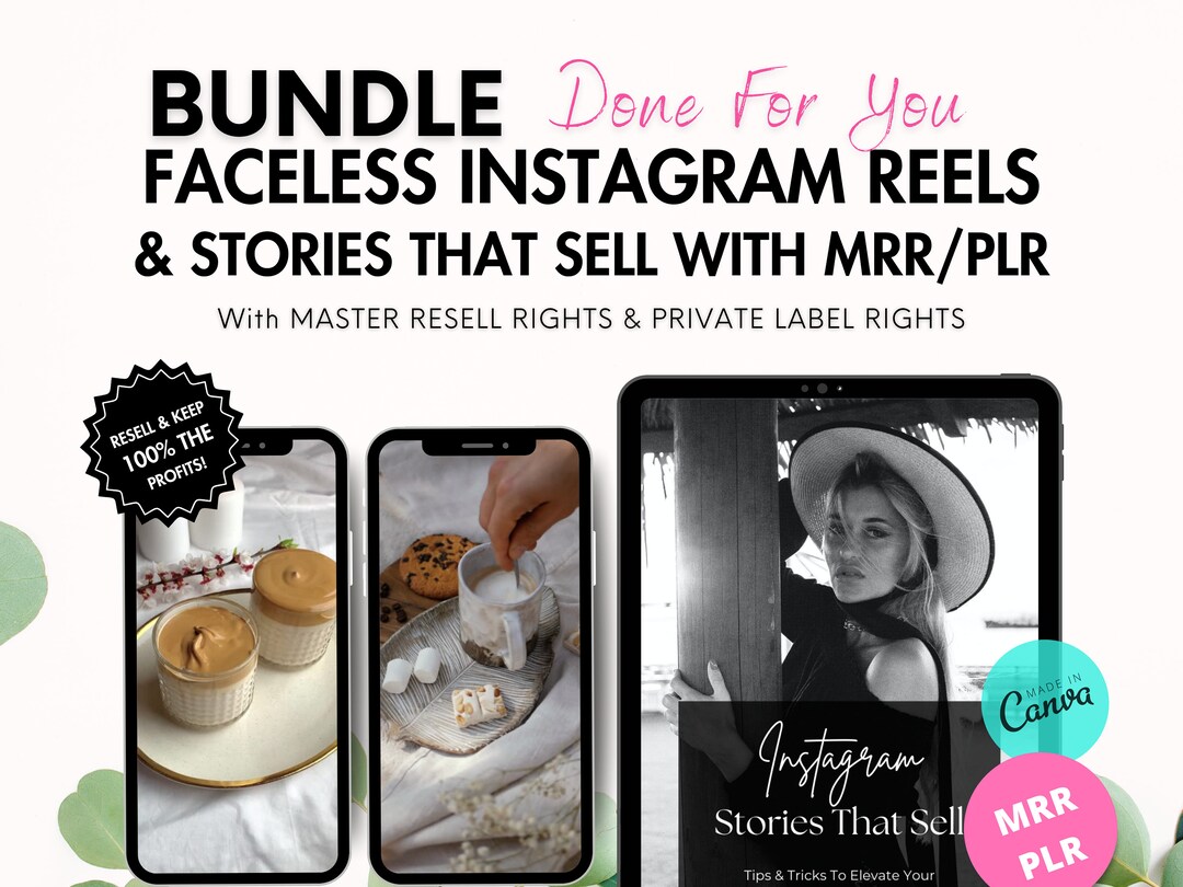 Faceless Reels Bundle Instagram W/ MRR PLR, 100 Done for You Faceless ...