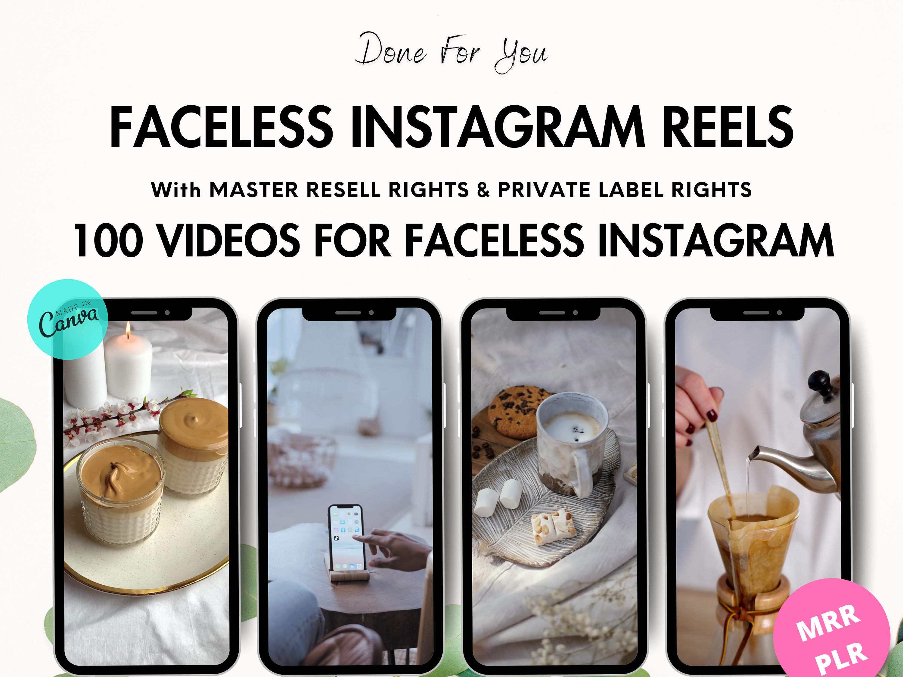 100 Faceless Reels With MRR PLR, Done for You Faceless Instagram Reels ...