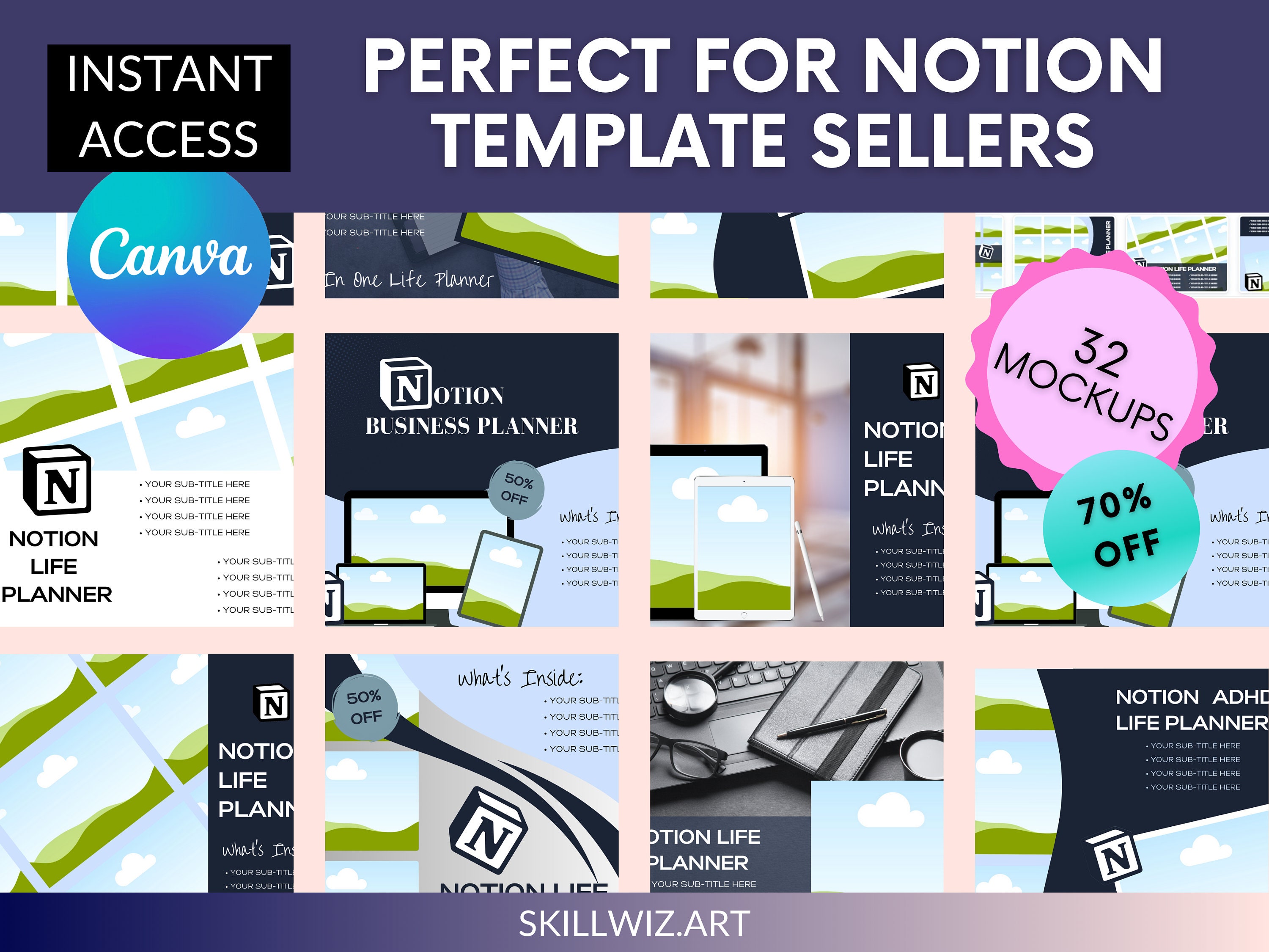 Etsy Listing Mockup Templates for Notion, Notion Templates Mockups ...