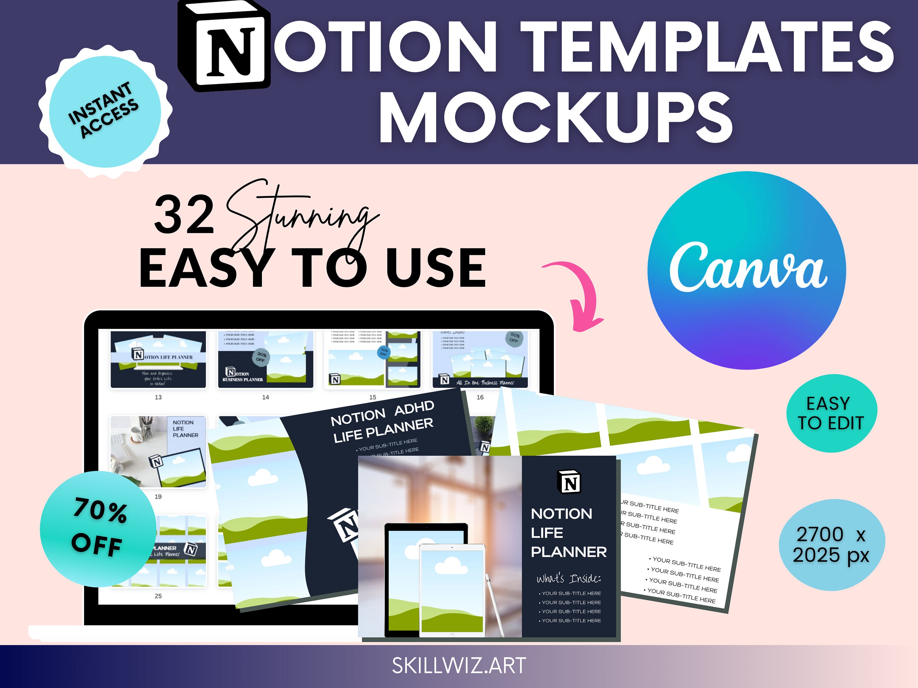 Etsy Listing Mockup Templates for Notion, Notion Templates Mockups ...