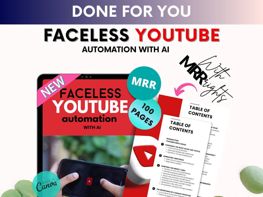 Done for You Faceless Youtube Automation With AI W/ Master Resell Rights, Dfy MRR PLR Income ...
