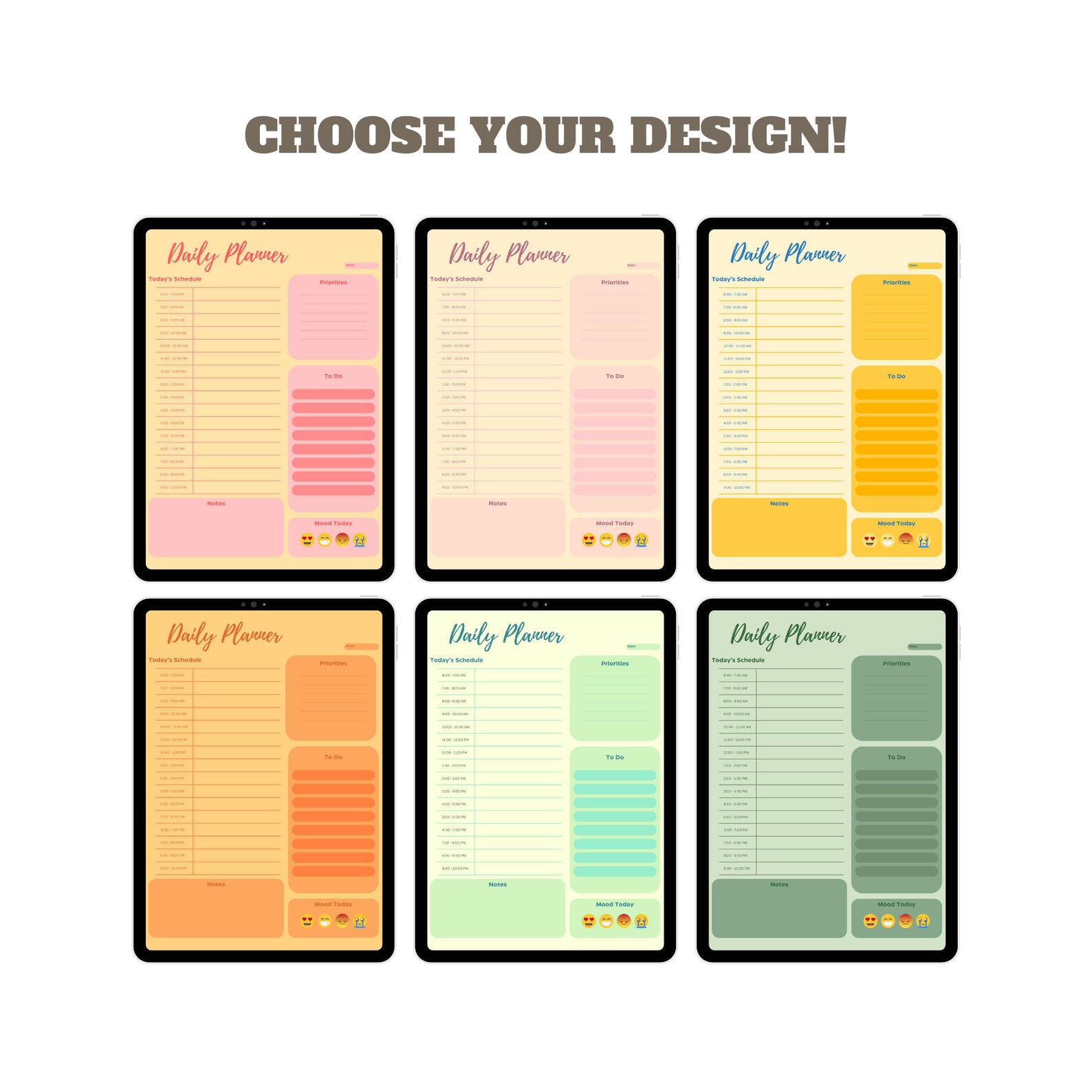 Summer Palette Daily Planner Hourly Daily Planner One Page Digital Plan ...