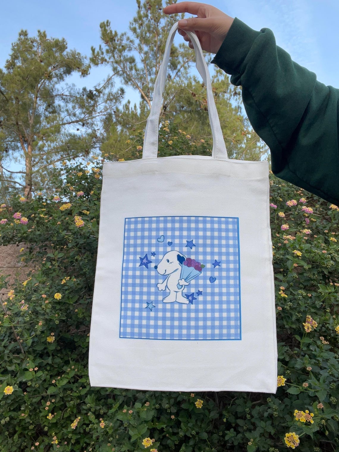 Shy Snoopy Tote Bag | Hand Drawn Design | 12 Inch Book Bag - Etsy UK