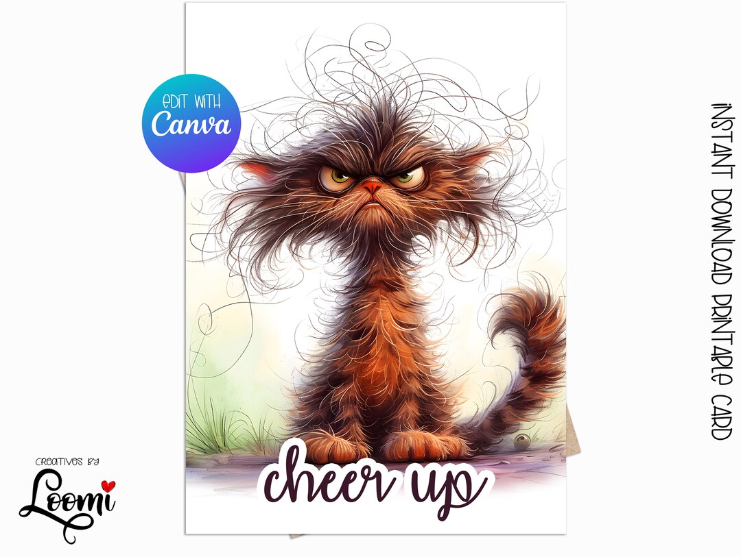 Cheer up Card, Printable Card Instant Download, Edit Your Message With Canva, Well Wishes, Cheer ...