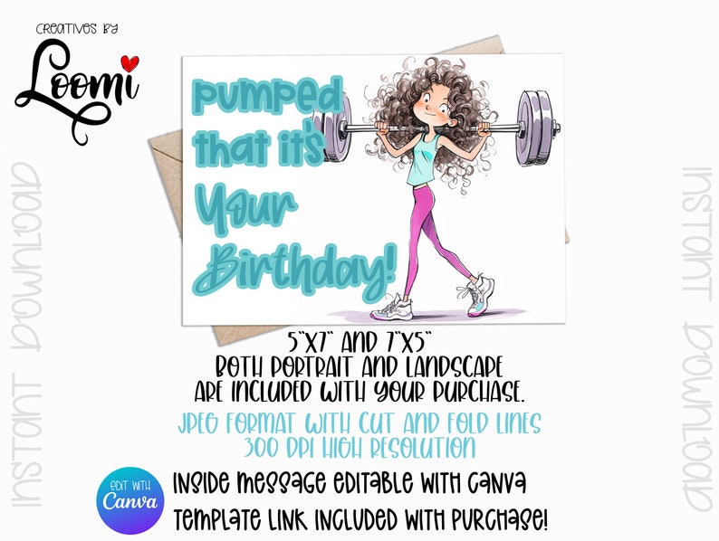 Pumped It's Your Birthday Card, Instant Download, Edit With Canva ...