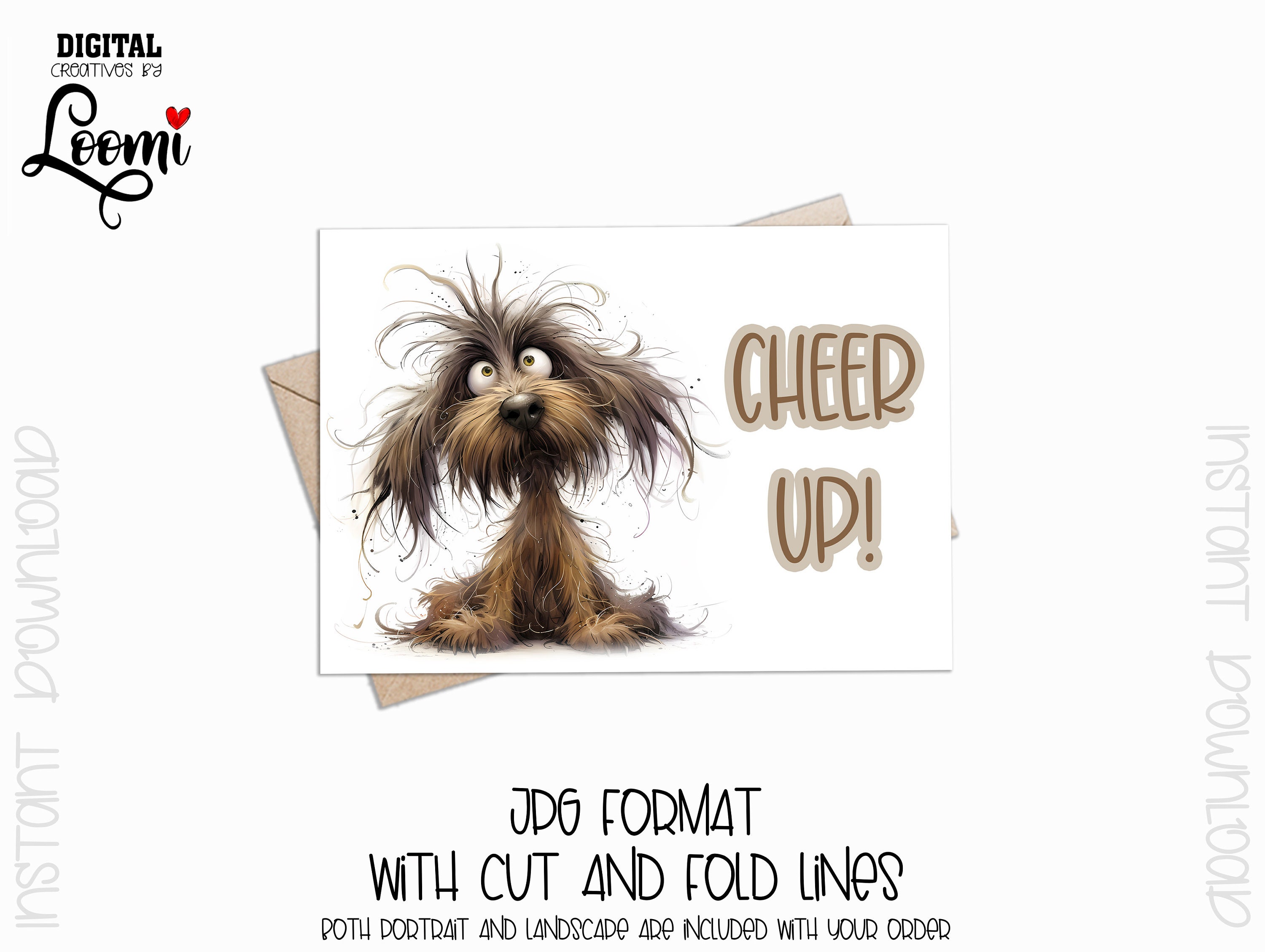 Cheer up Card Cute Dog, Card Instant Download, Edit Your Message With ...