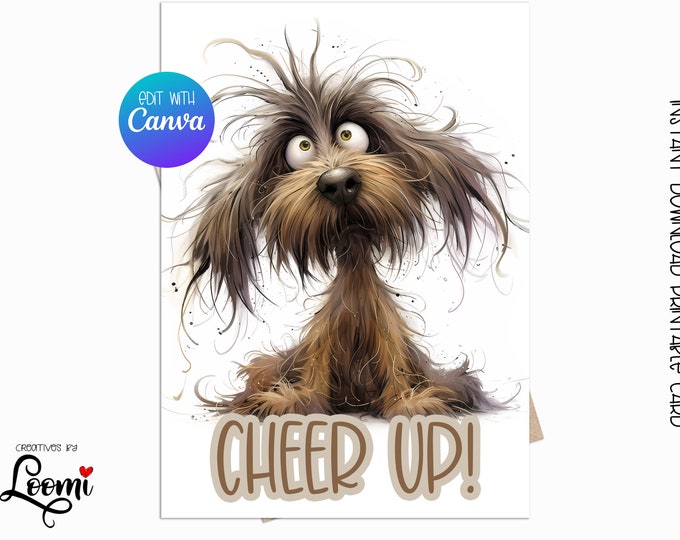 Cheer up Card Cute Dog, Card Instant Download, Edit Your Message With ...
